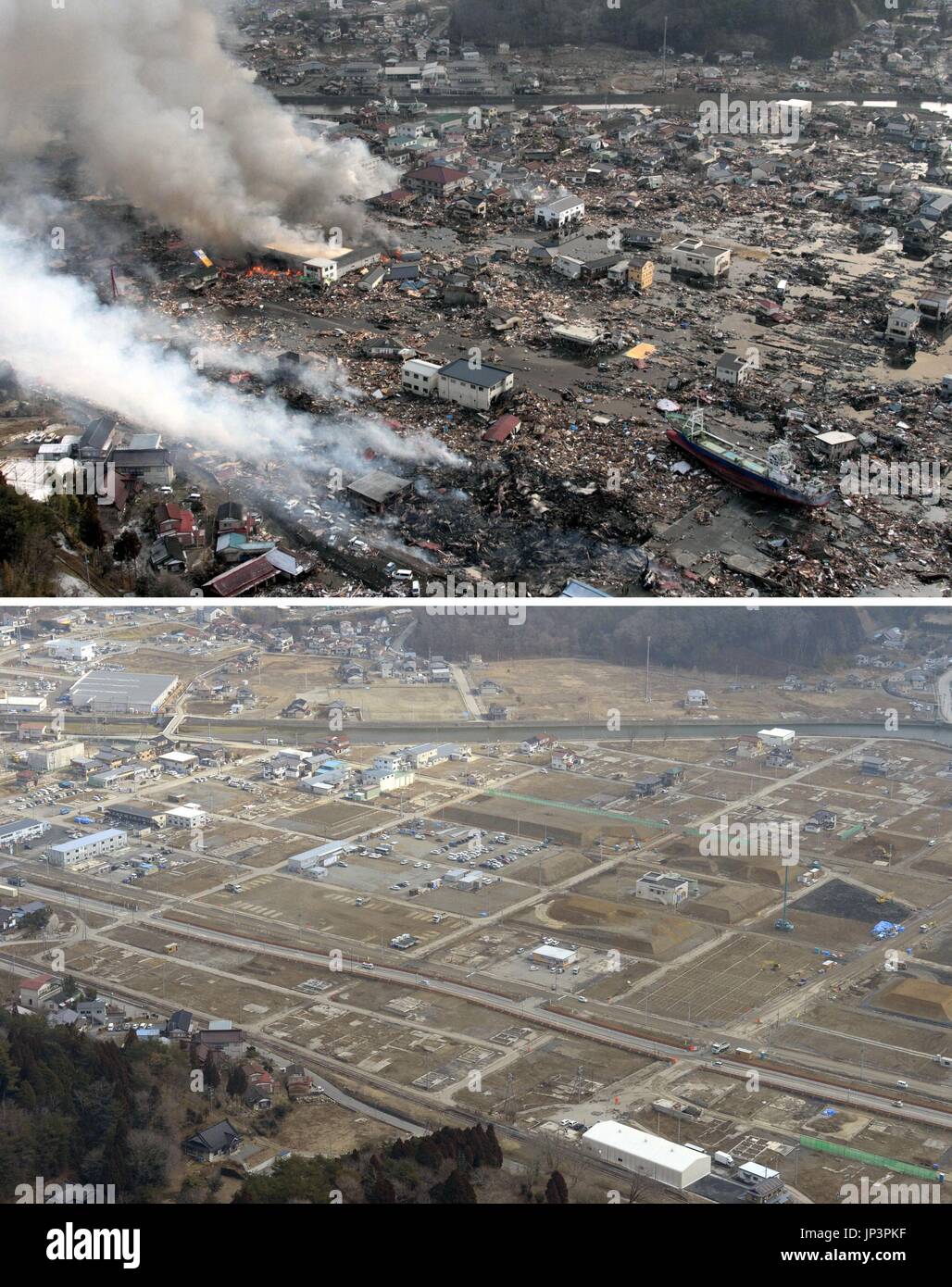 SENDAI, Japan - Photos taken from Kyodo News helicopter show an area of ...