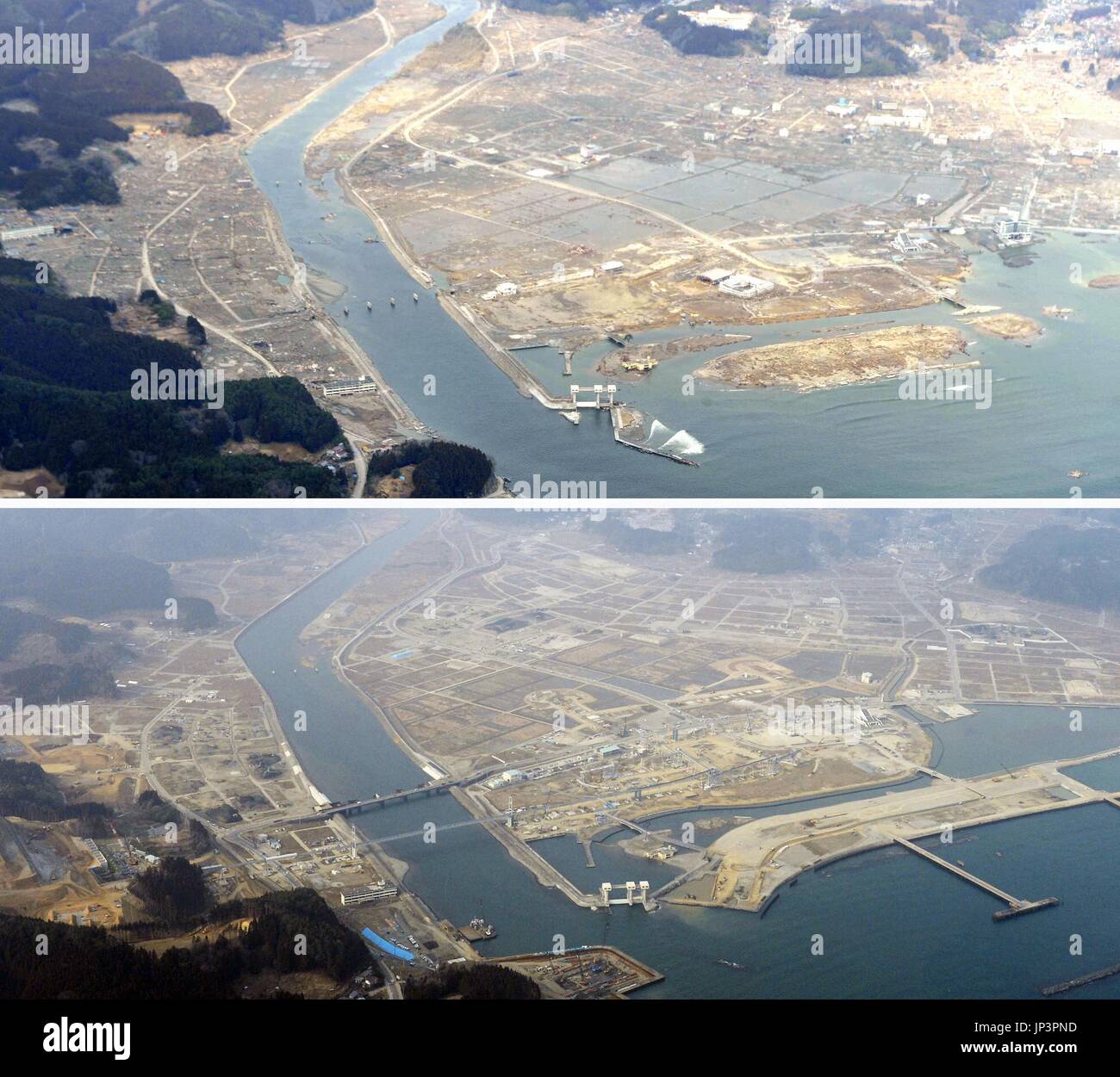 SENDAI, Japan - Photos taken from Kyodo News helicopter show an area of ...