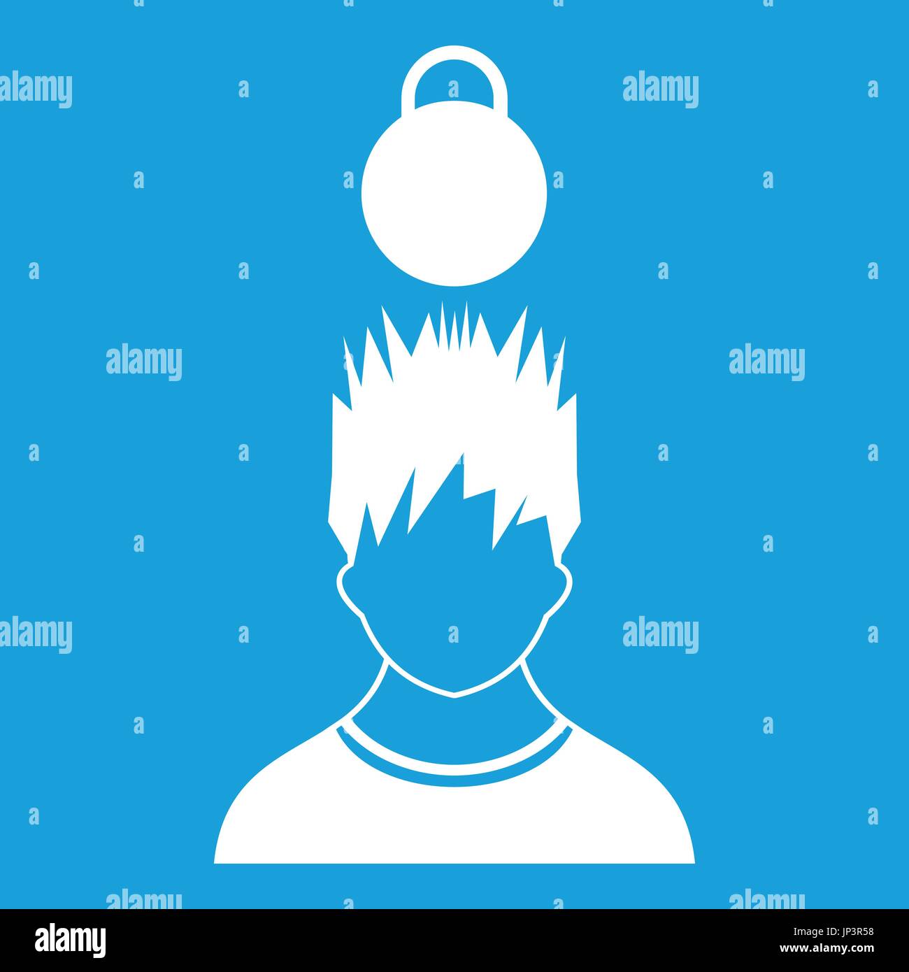 Man with the weight over head icon white Stock Vector Image & Art - Alamy