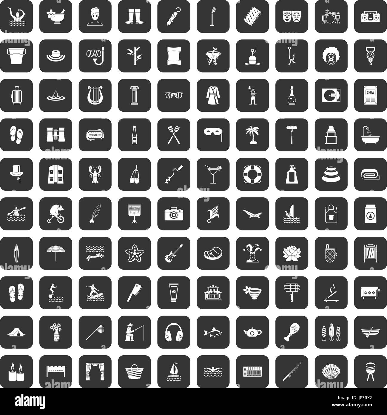 100 recreation icons set black Stock Vector Image & Art - Alamy