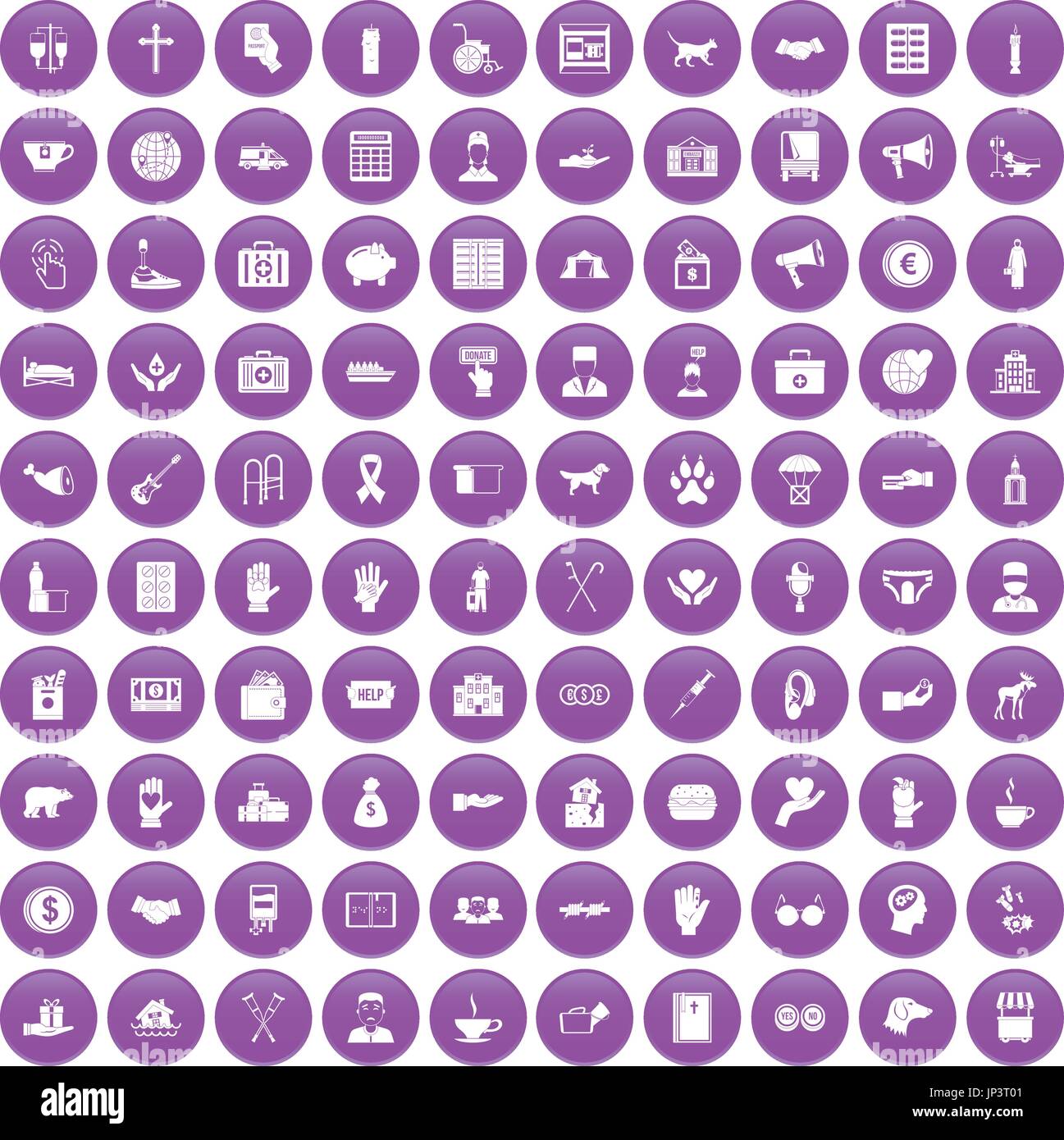 100 donation icons set purple Stock Vector Image & Art - Alamy