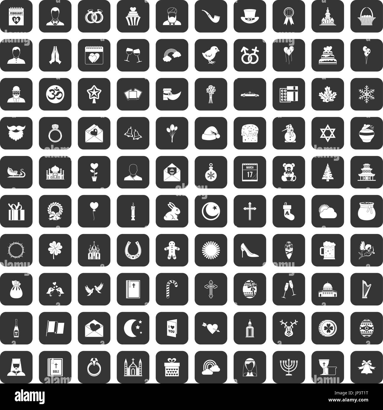 100 religious festival icons set black Stock Vector Image & Art - Alamy