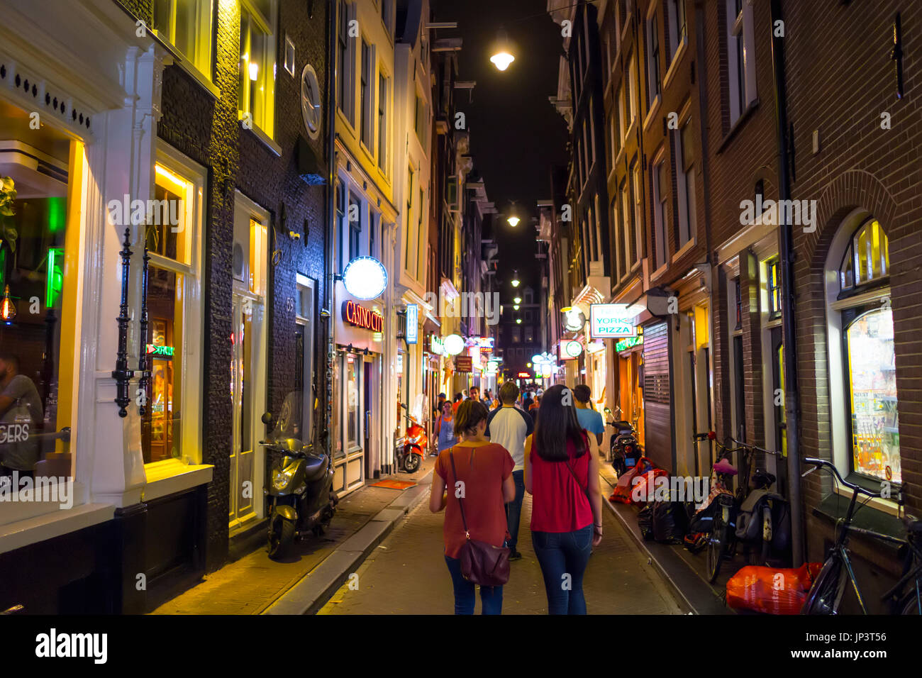 The pedestrian zones of Amsterdam - busy place at night - AMSTERDAM ...