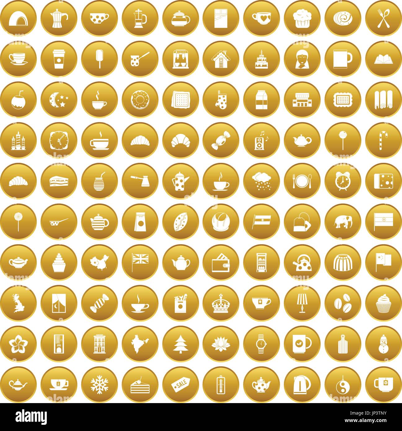 100 tea cup icons set gold Stock Vector Image & Art - Alamy