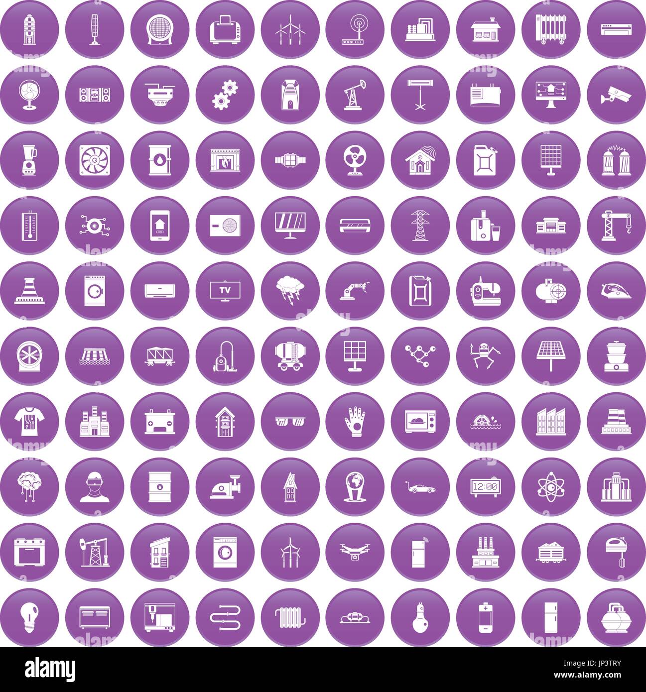 100 electrical engineering icons set purple Stock Vector Image & Art ...