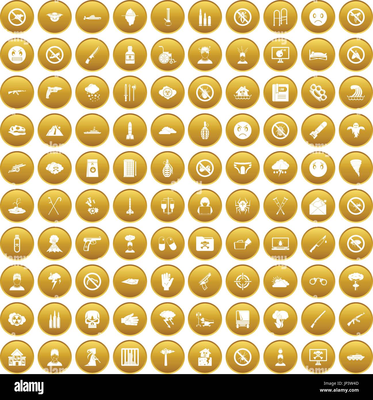 100 tension icons set gold Stock Vector Image & Art - Alamy