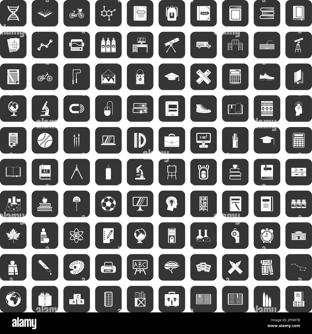100 school icons set black Stock Vector Image & Art - Alamy