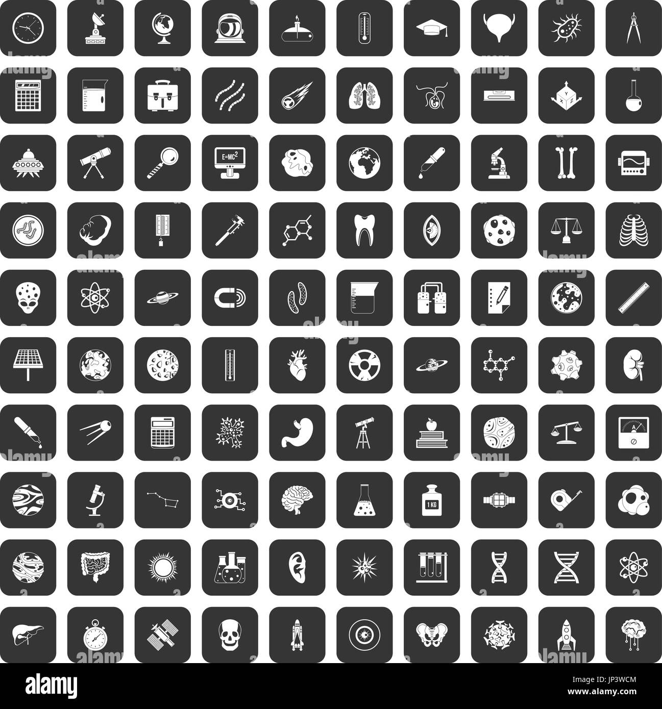 100 science icons set black Stock Vector Image & Art - Alamy