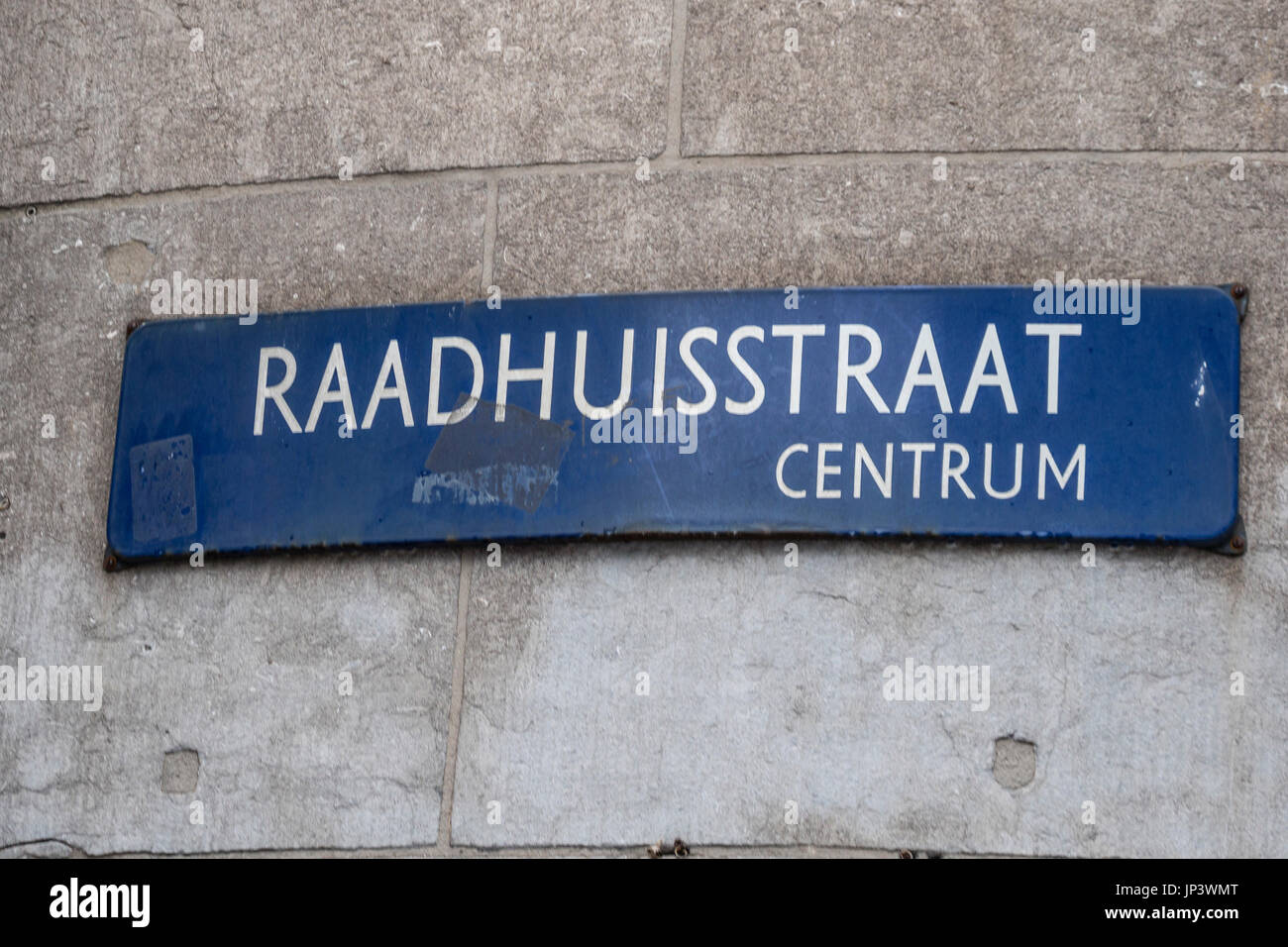 Street sign in Amsterdam at City Hall - AMSTERDAM - NETHERLANDS Stock ...