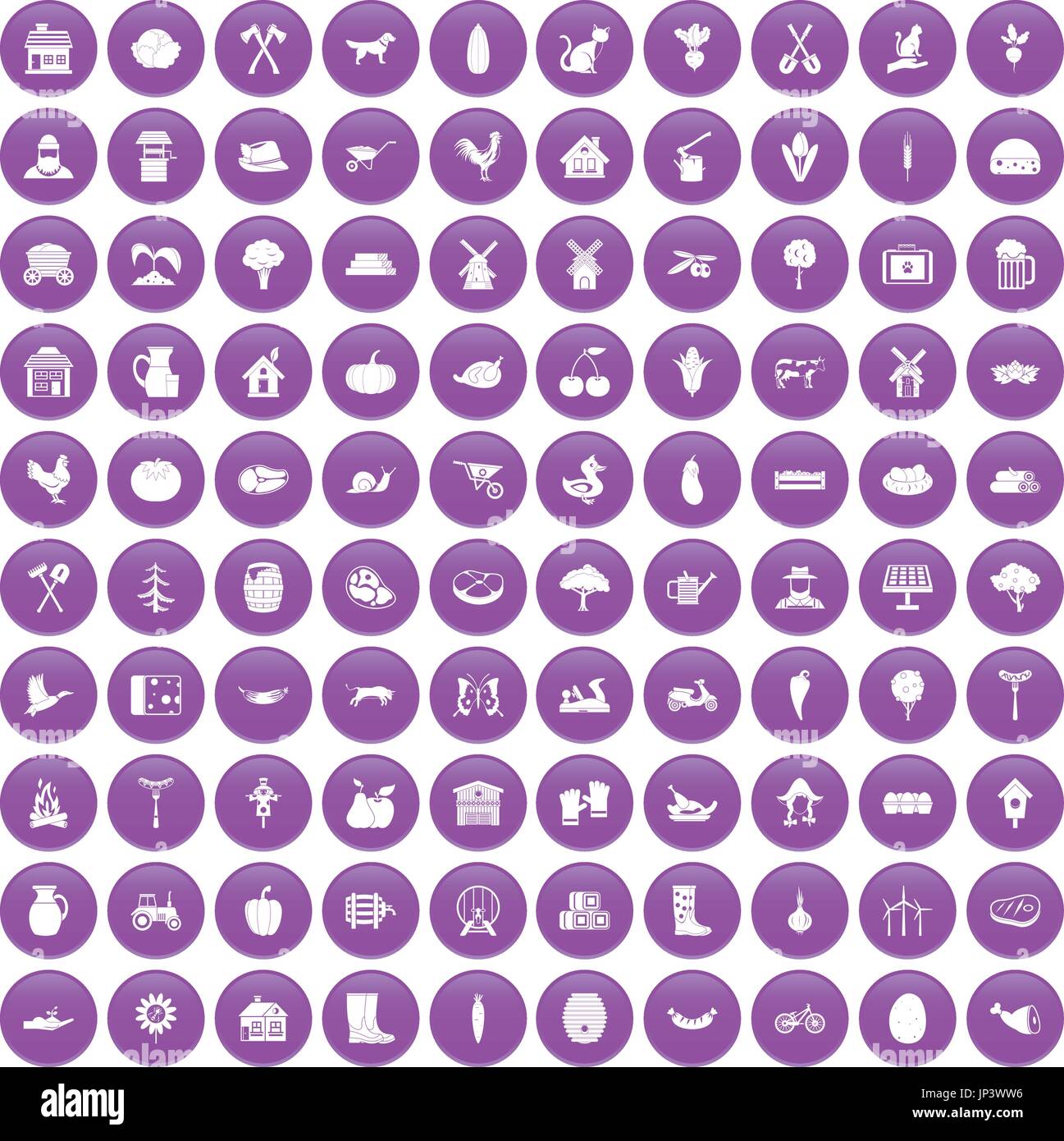 100 farm icons set purple Stock Vector Image & Art - Alamy