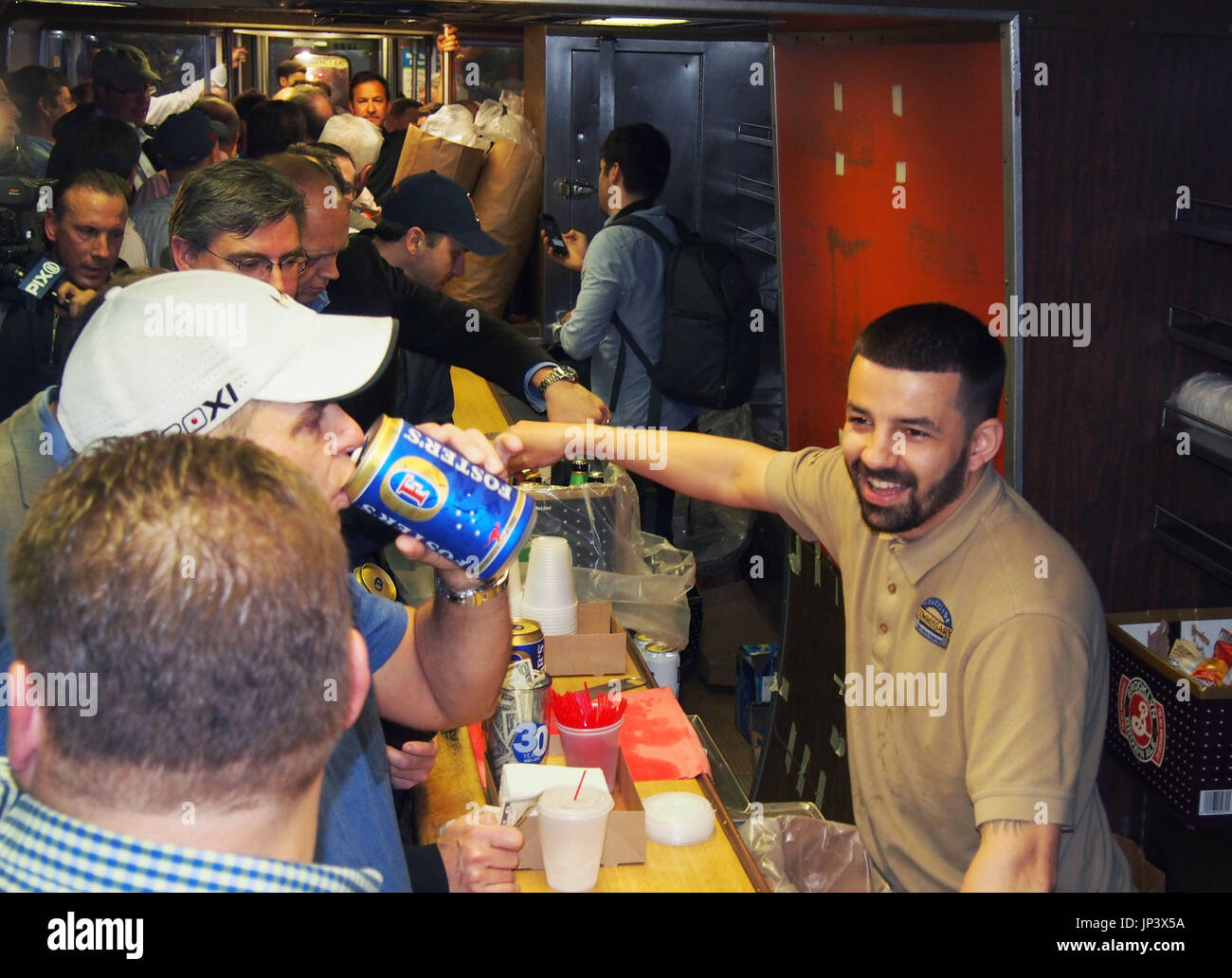 NEW YORK, United States - Photo shows the bar car on the Metro-North ...