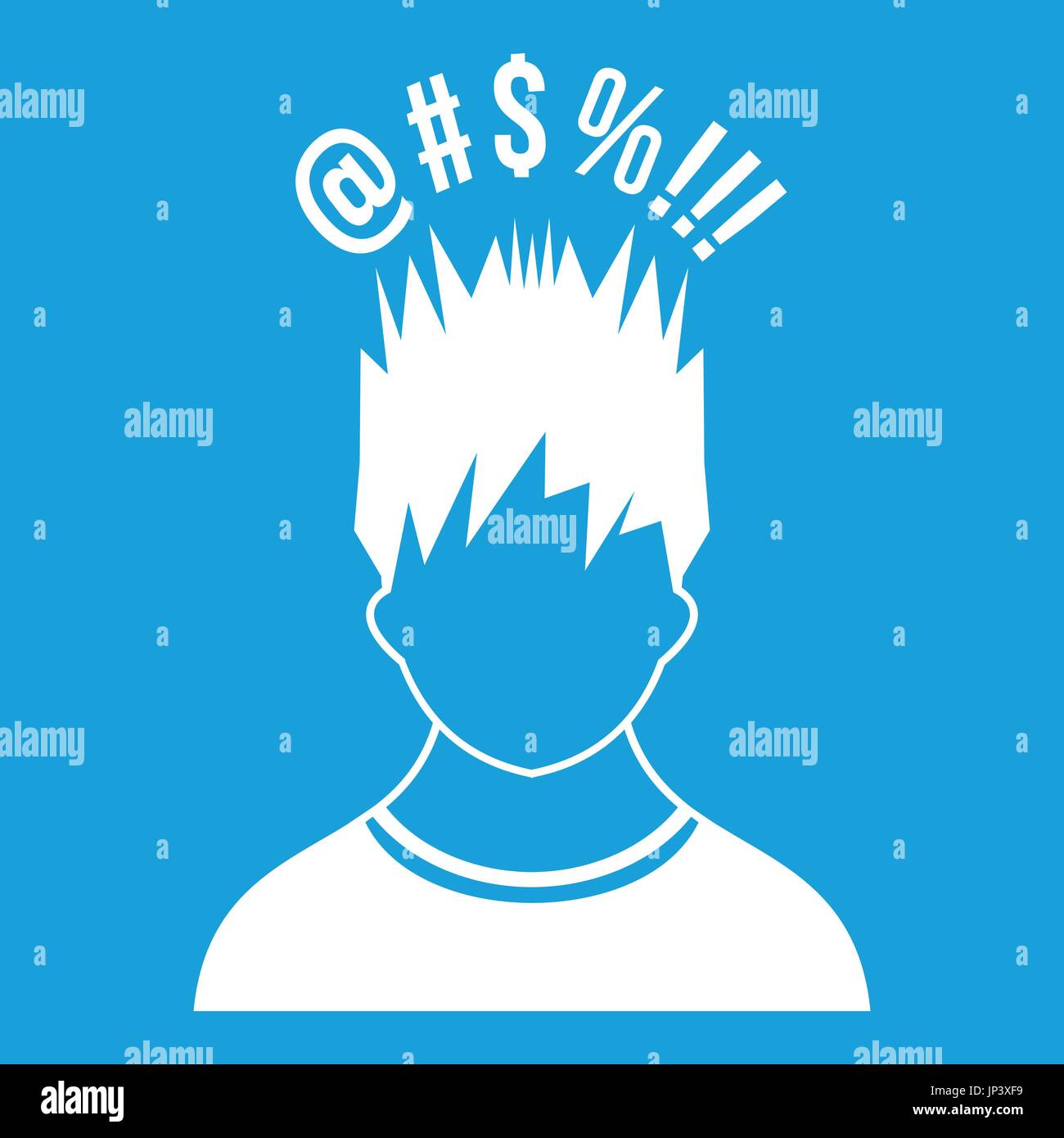 Man with different signs over his head icon white Stock Vector Image ...