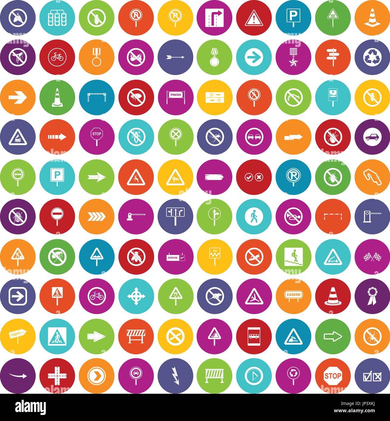 100 road signs icons set color Stock Vector Image & Art - Alamy