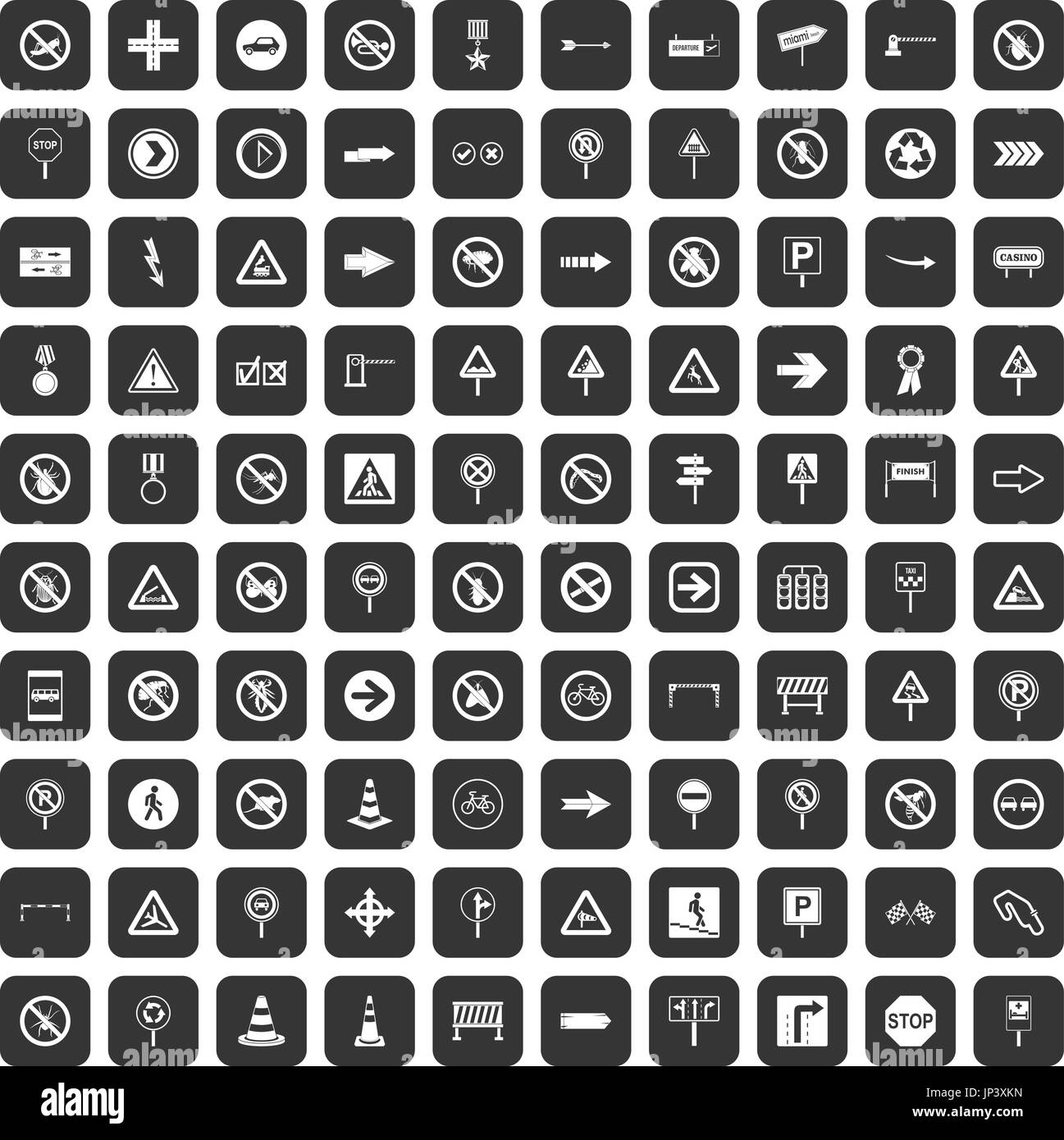 100 road signs icons set black Stock Vector Image & Art - Alamy