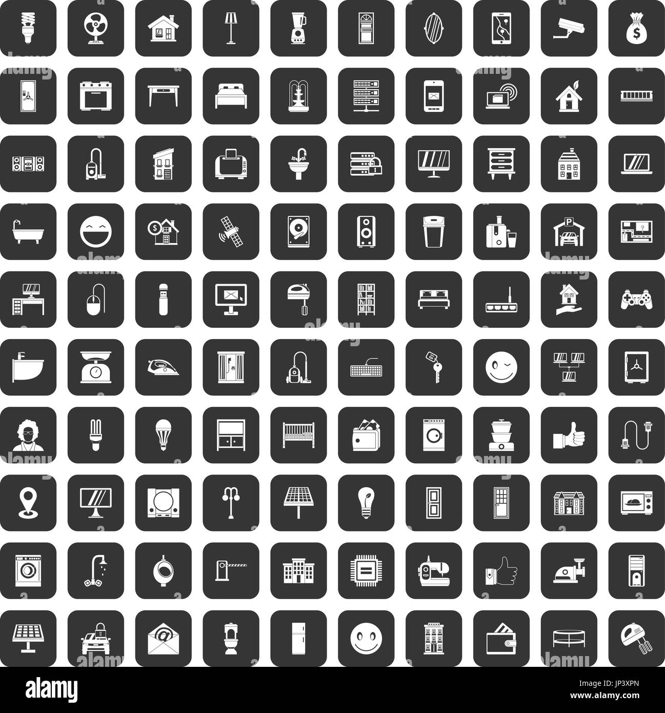 100 smart house icons set black Stock Vector Image & Art - Alamy