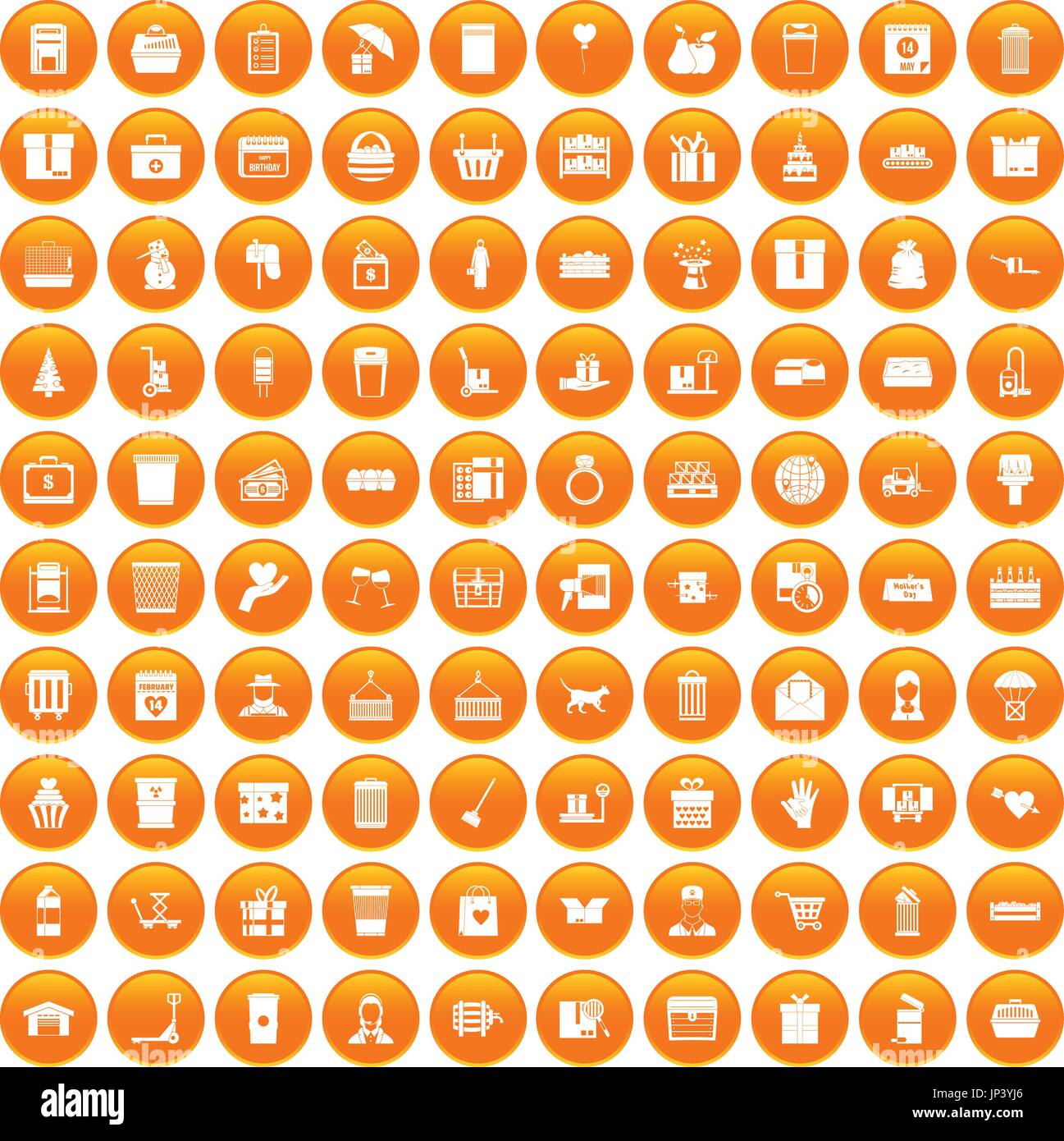 100 box icons set orange Stock Vector Image & Art - Alamy