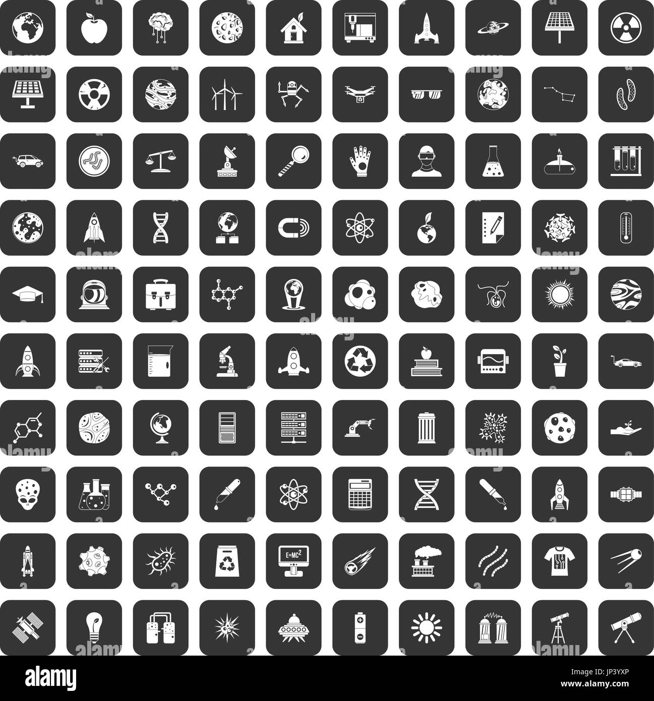 100 technology icons set Black and White Stock Photos & Images - Alamy