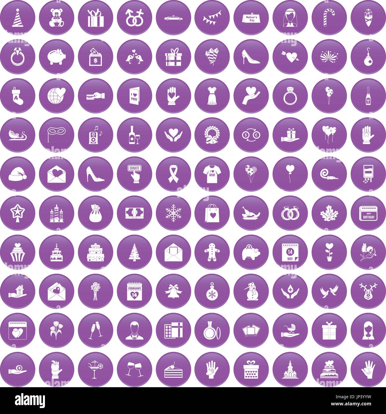 100 gift icons set purple Stock Vector Image & Art - Alamy