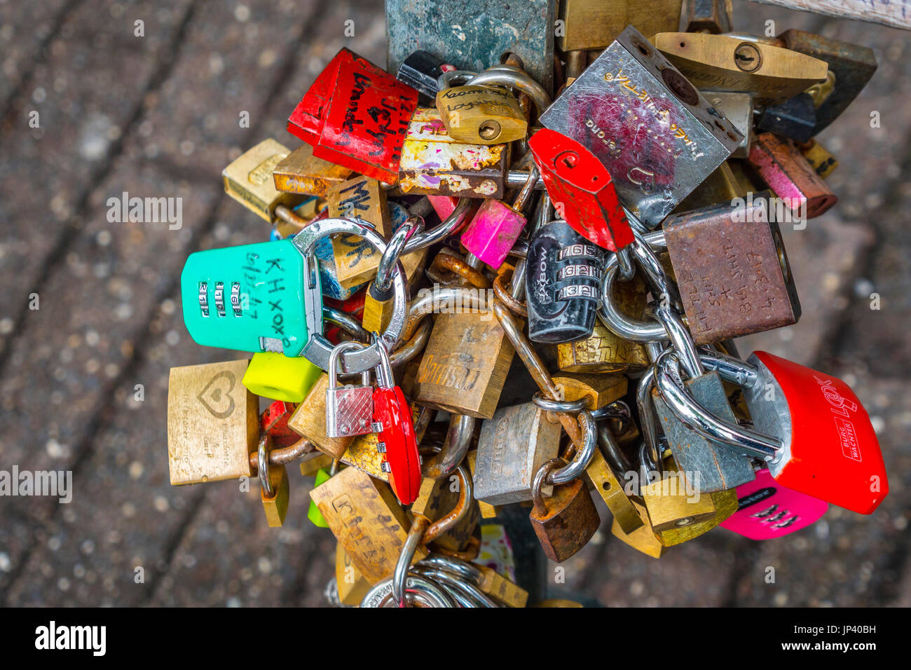 Love Locks attached to a bench in Amsterdam - AMSTERDAM - NETHERLANDS ...