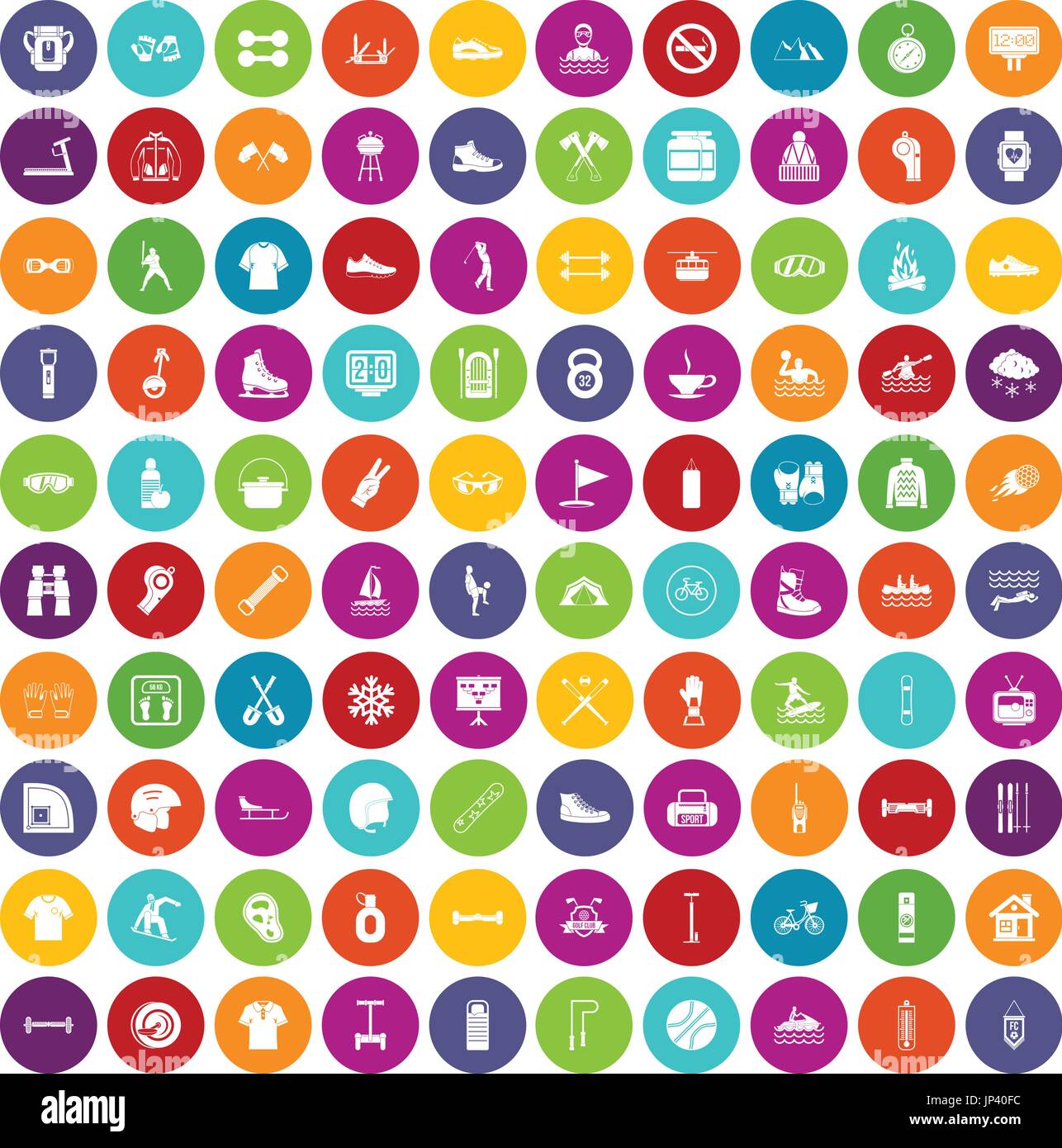 100 sport life icons set color Stock Vector Image & Art - Alamy