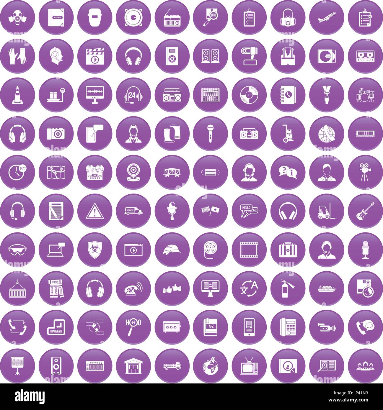 100 headphones icons set purple Stock Vector Image & Art - Alamy