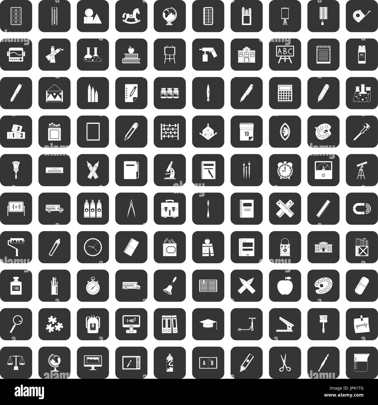 100 stationery icons set black Stock Vector Image & Art - Alamy