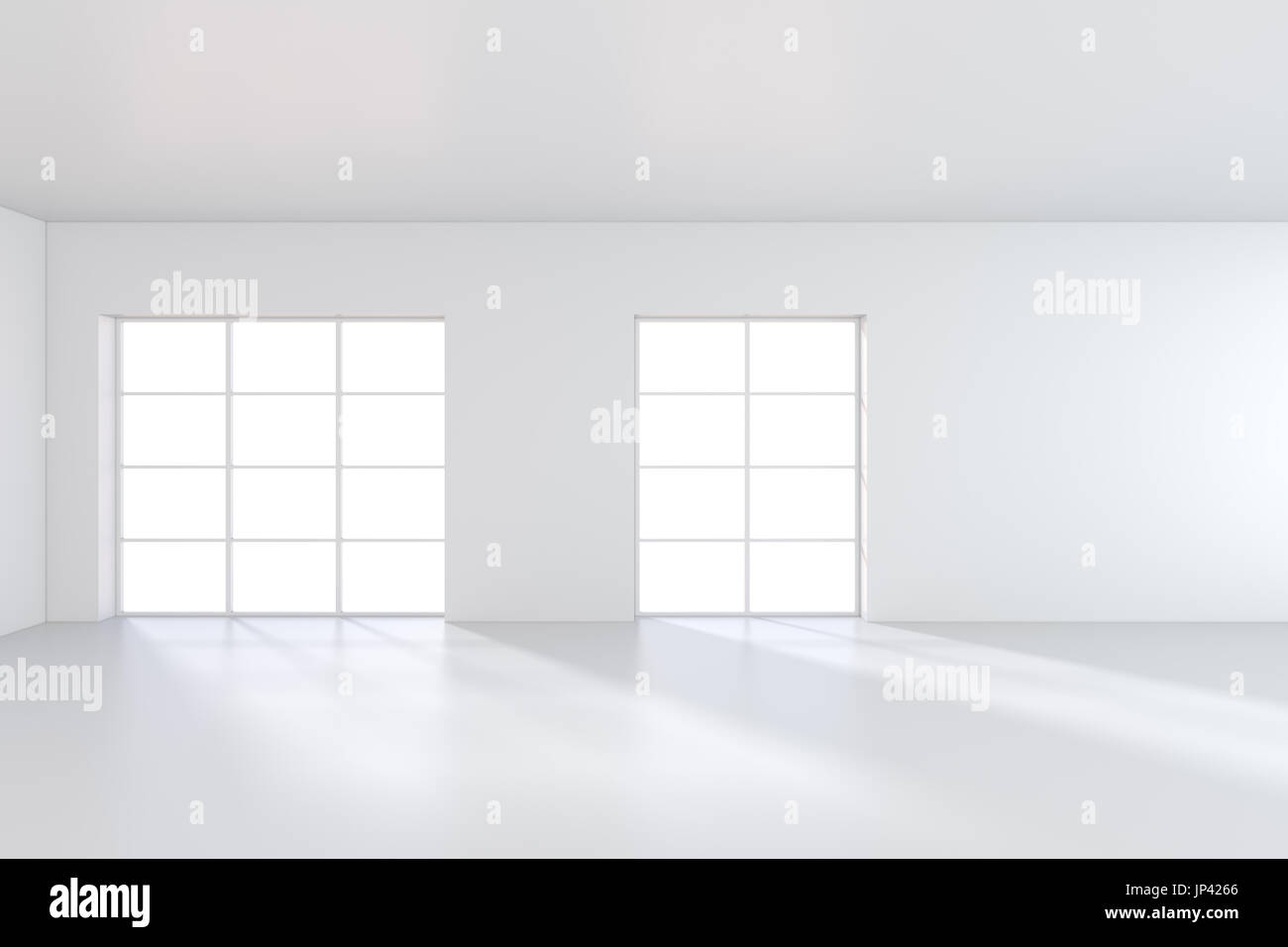 Large window in white room with a bright light. 3D rendering Stock ...