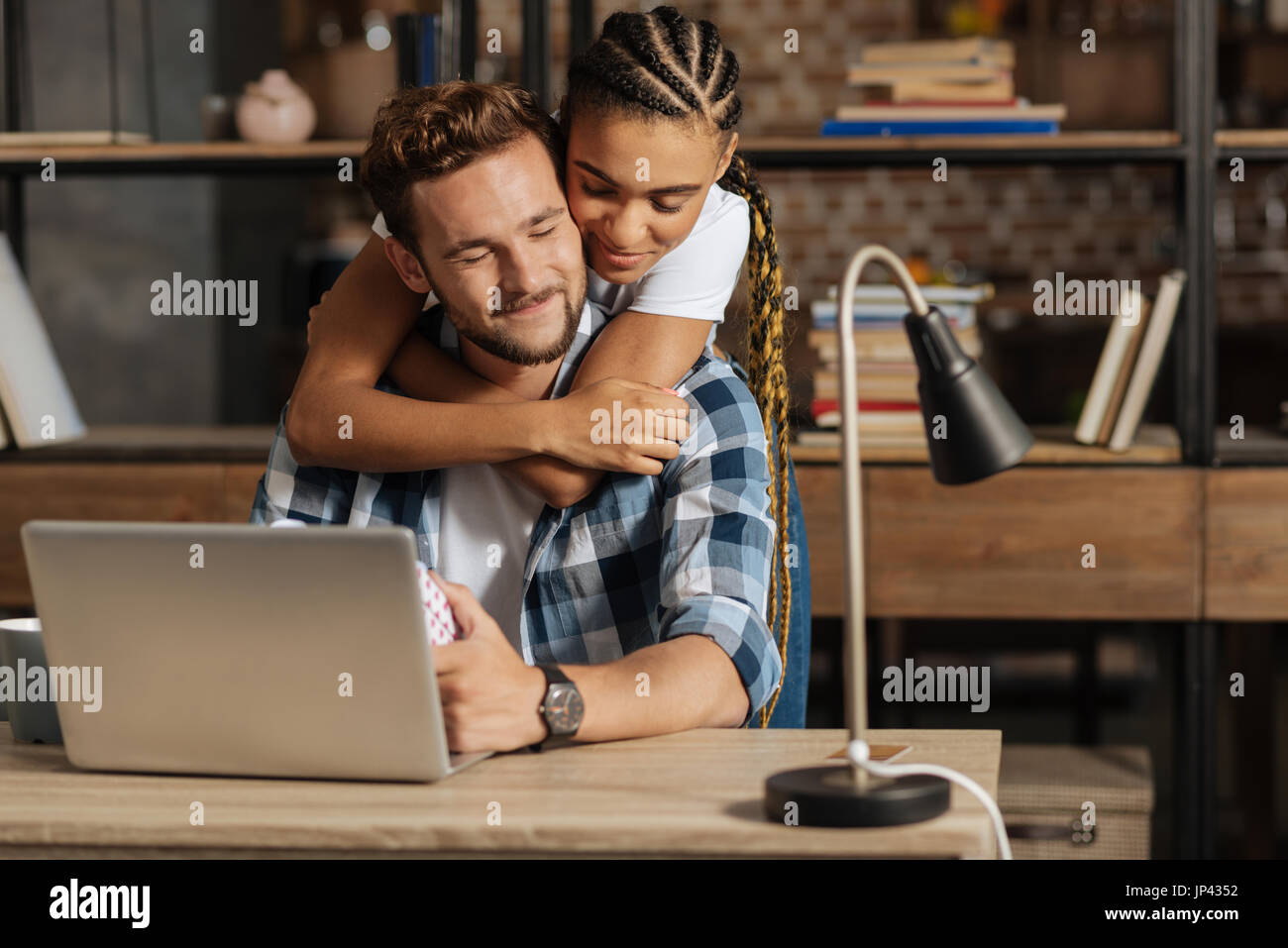 Tender man closing his eyes from delight Stock Photo - Alamy