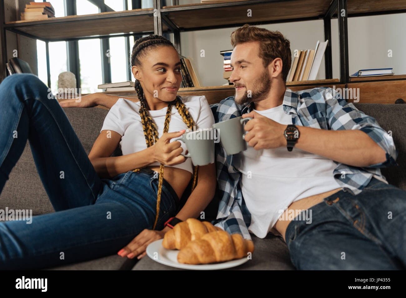 Handsome male person going to drink tea Stock Photo - Alamy