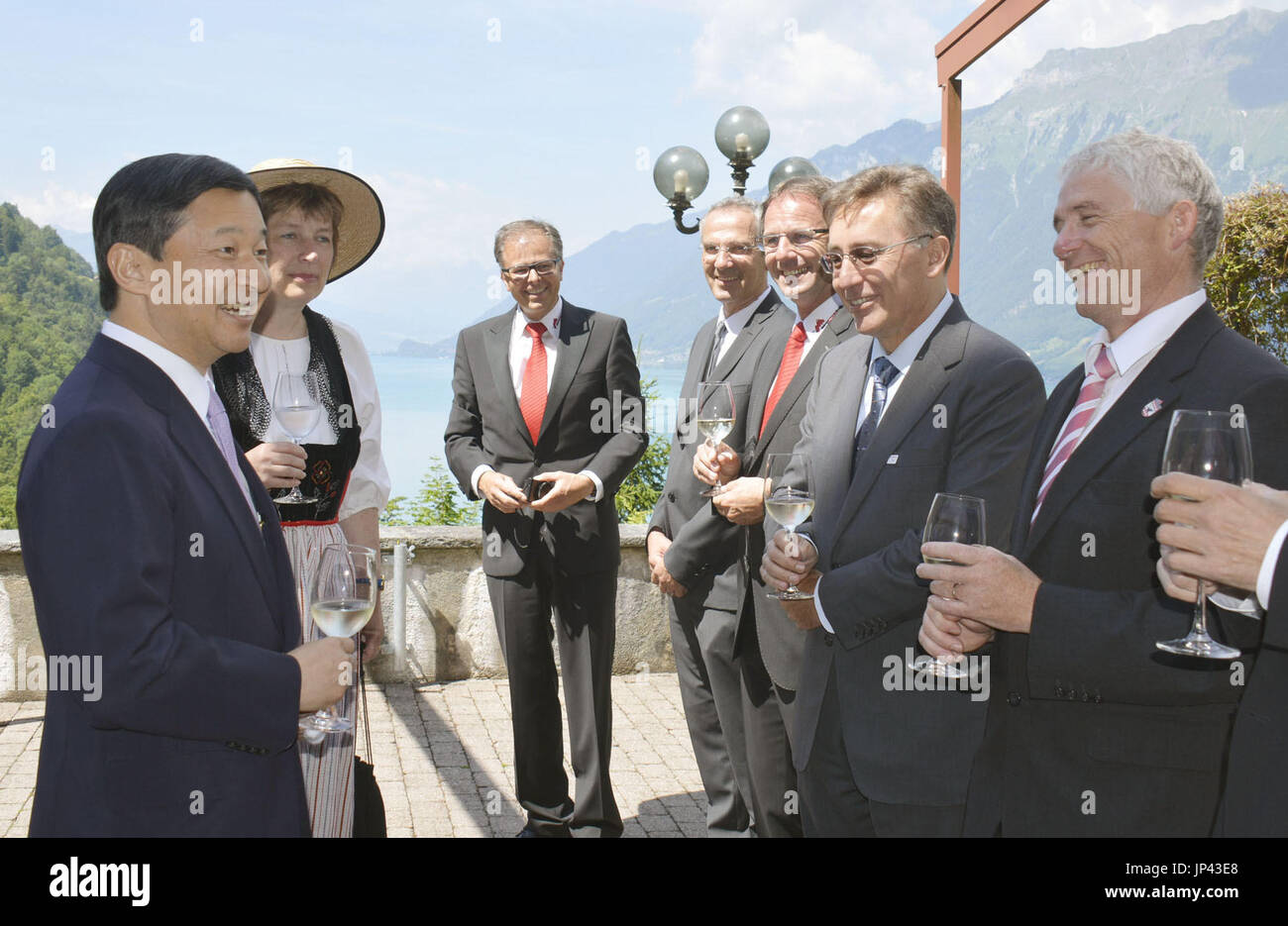 BRIENZ, Switzerland - Japan's Crown Prince Naruhito (far L) chats with ...