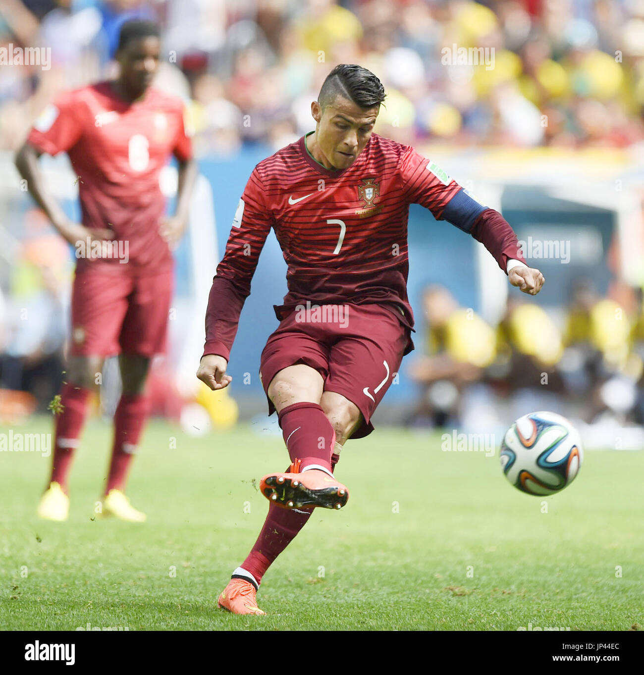 BRASILIA, Brazil - Portugal's Cristiano Ronaldo takes a free kick ...
