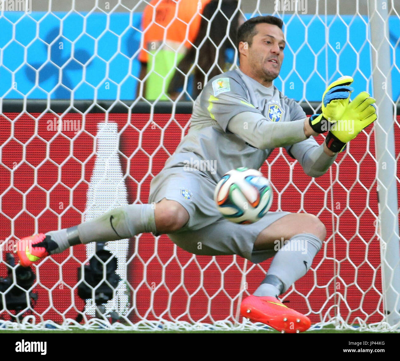 BELO HORIZONTE, Brazil - Brazilian goalkeeper Julio Cesar saves the ...