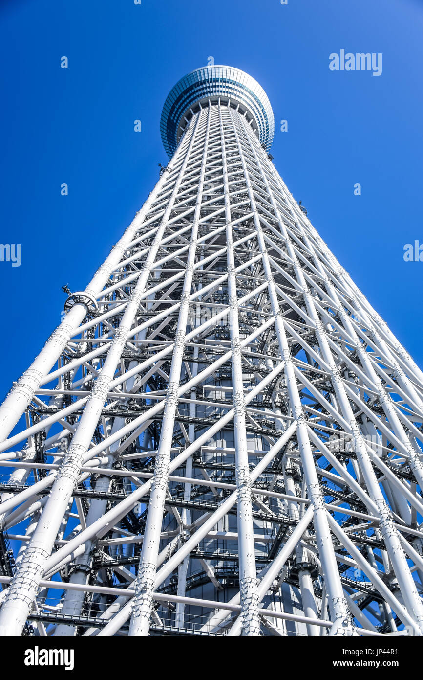 TOKYO, JAPAN - MAY 13: Tokyo Skytree from bottom, a famous tower and ...