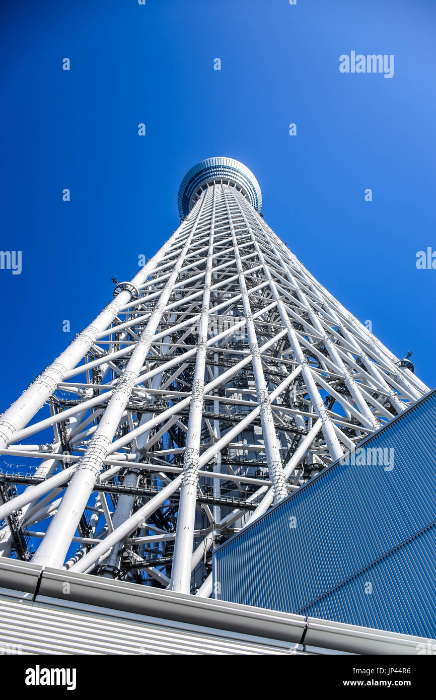 TOKYO, JAPAN - MAY 13: Tokyo Skytree from bottom, a famous tower and ...