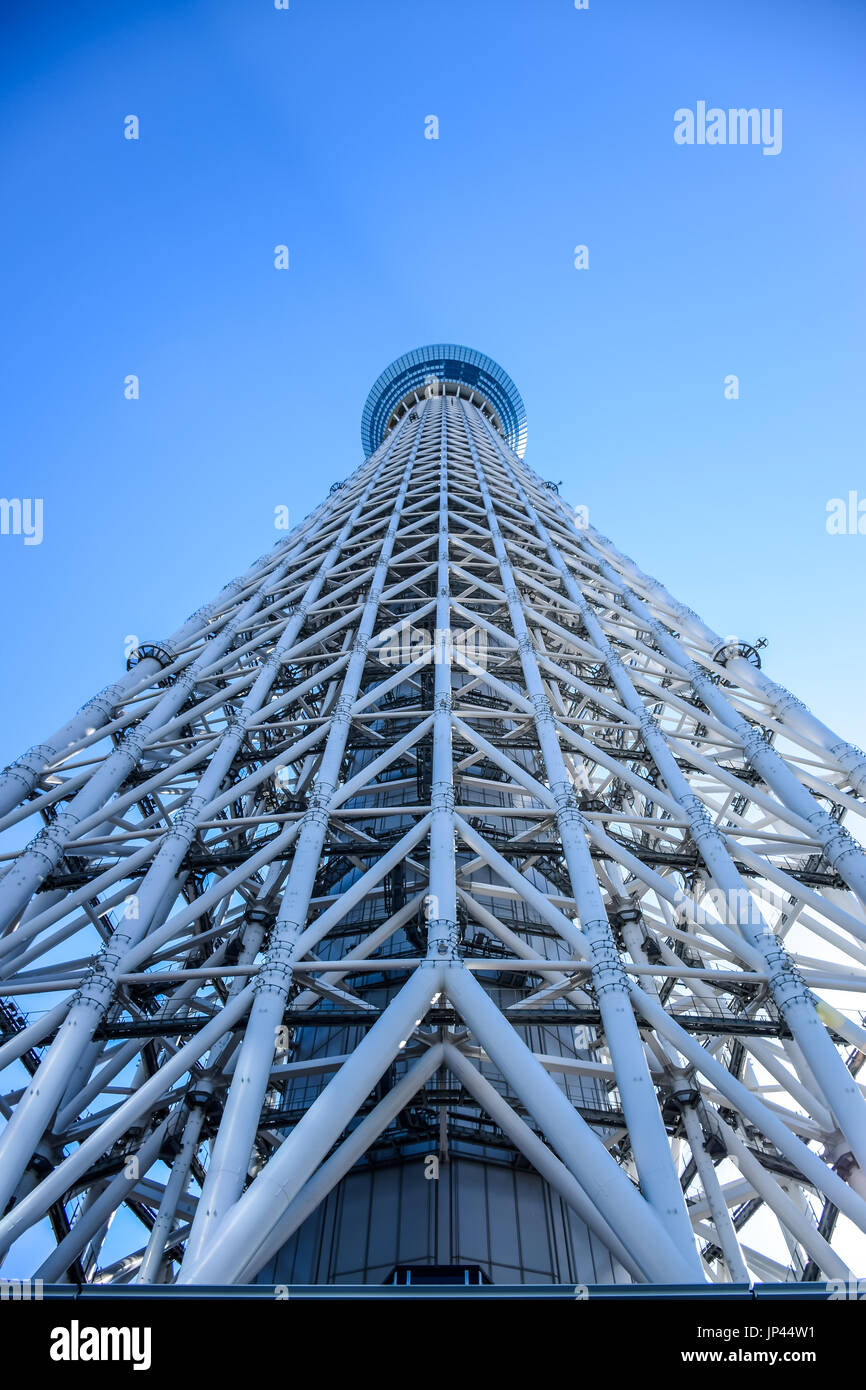 TOKYO, JAPAN - MAY 13: Tokyo Skytree from bottom, a famous tower and ...