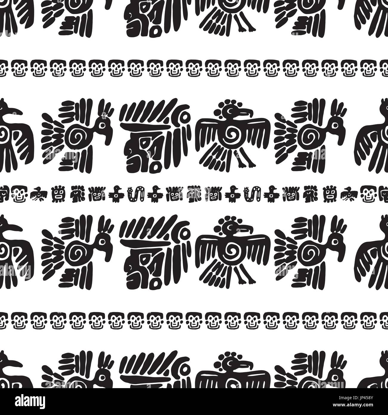 Seamless maya pattern. Black and white ethnic elements Stock Vector ...