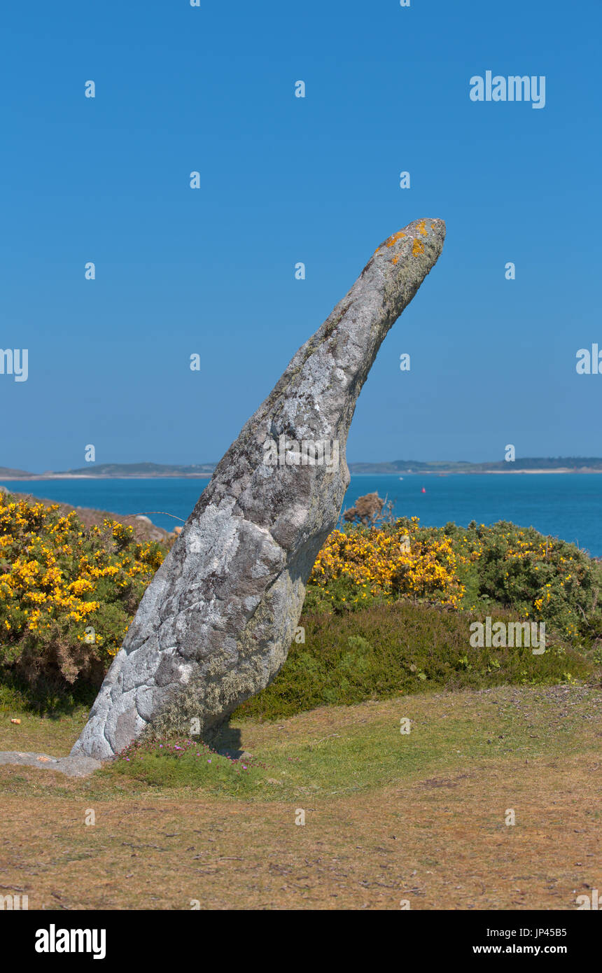 The Old Man of Gugh, standing stone, Gugh, Isles of Scilly, Cornwall ...