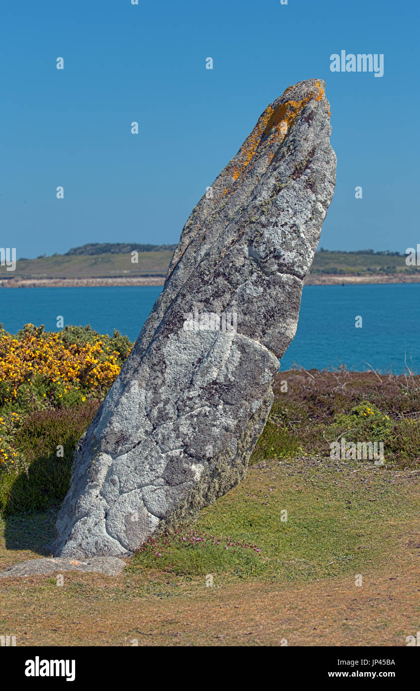 The Old Man of Gugh, standing stone, Gugh, Isles of Scilly, Cornwall ...