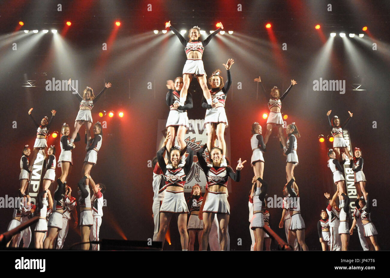 OITA, Japan - Members of Nippon Bunri University's cheerleading team ...