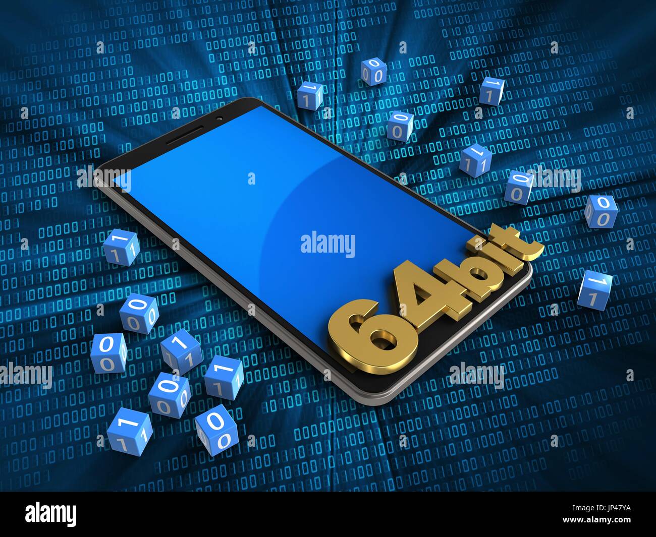 3d illustration of mobile phone over digital background with binary ...