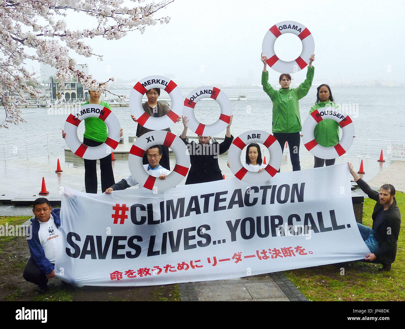 TOKYO, Japan - Members of international environmental groups pose in ...