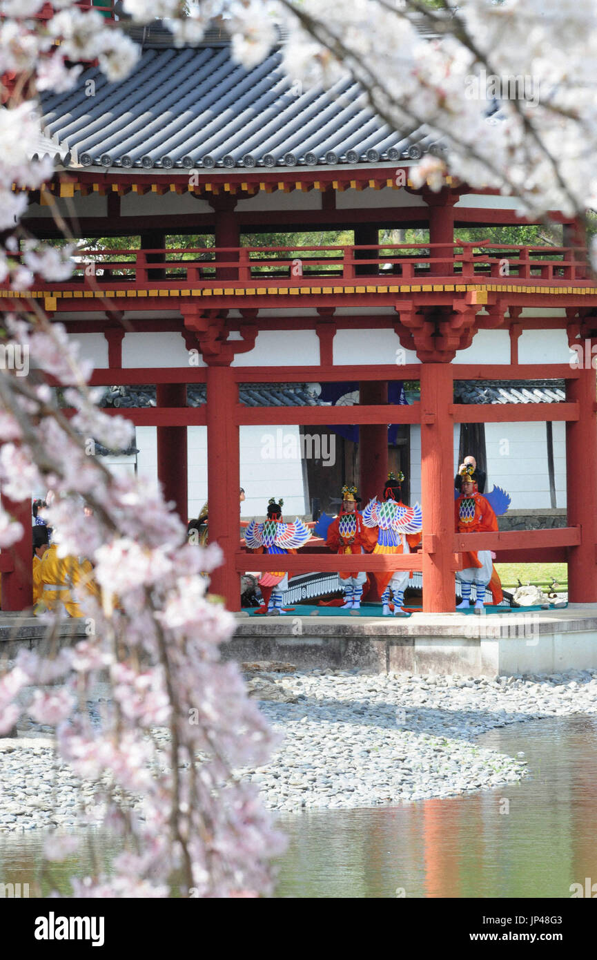 KYOTO, Japan - A "bugaku" dance and music performance takes place at a ...