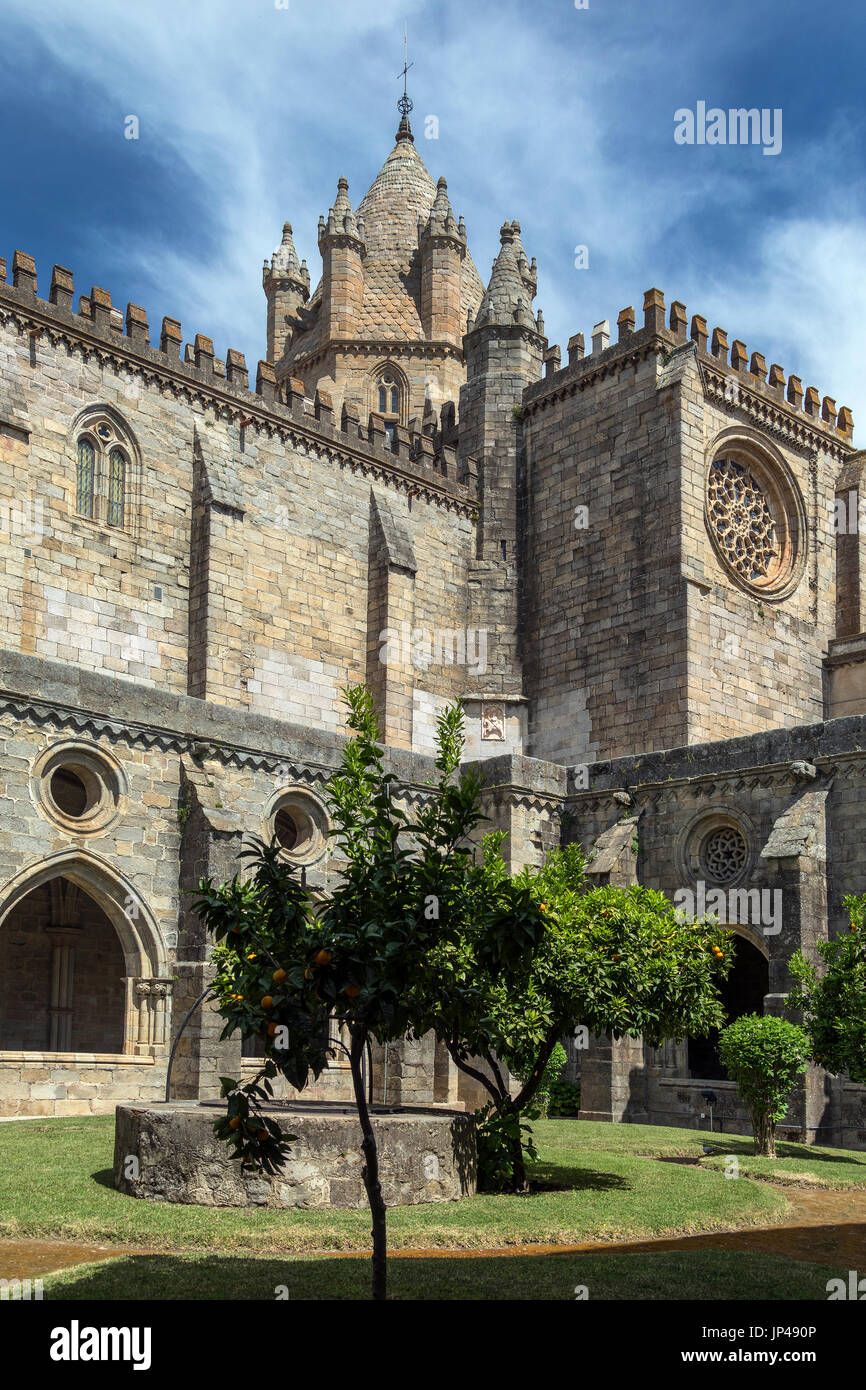 Evora Cathedral (the Se) in the city of Evora in Portugal. Evora is a ...