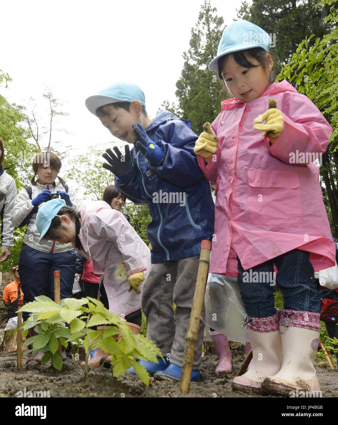 YAMADA, Japan - Nursery school children plant young trees in the 2011 ...