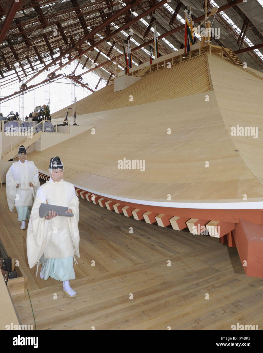 NARA, Japan - A ridgepole raising ceremony for "Chukondo," the Central ...