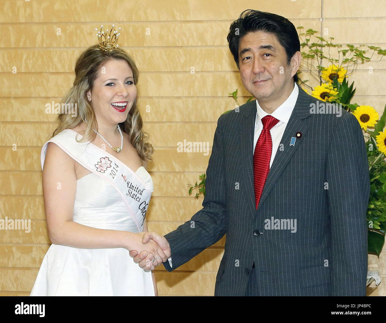 TOKYO, Japan - Japanese Prime Minister Shinzo Abe shakes hands with U.S ...