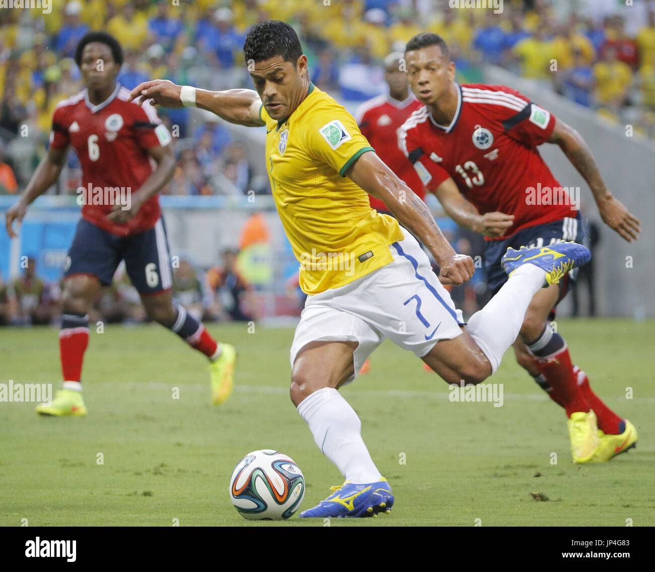 FORTALEZA, Brail - Brazil striker Hulk shoots during the first half of ...