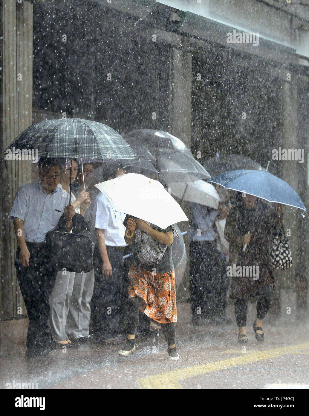 FUKUOKA, Japan - Photo shows heavy rainfall in Fukuoka's Tenjin ...