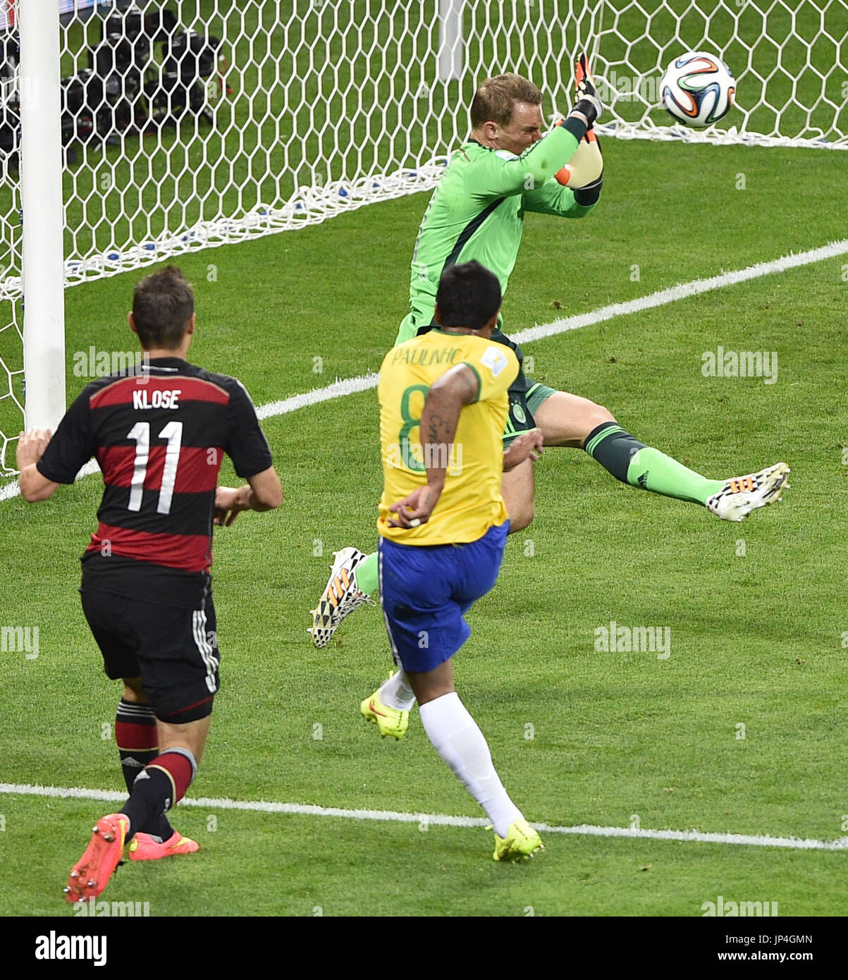 BELO HORIZONTE, Brazil - Germany goalkeeper Manuel Neuer saves a shot ...