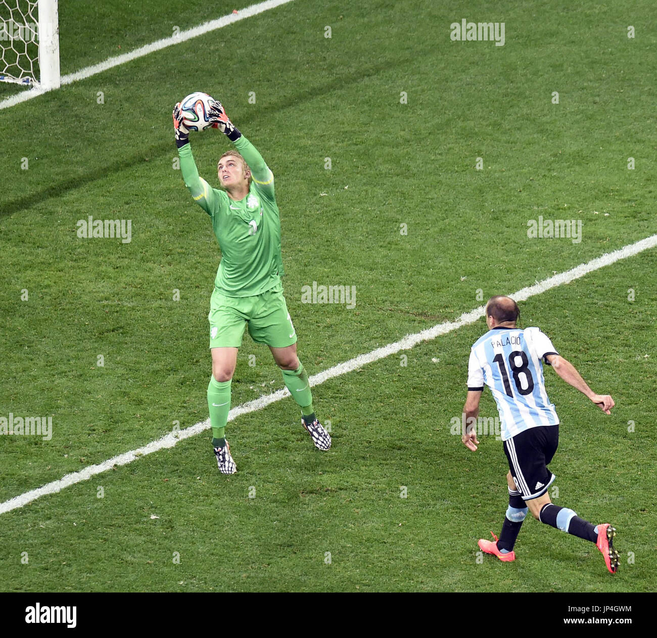 SAO PAULO, Brazil - Netherlands keeper Jasper Cillessen (L) saves a ...